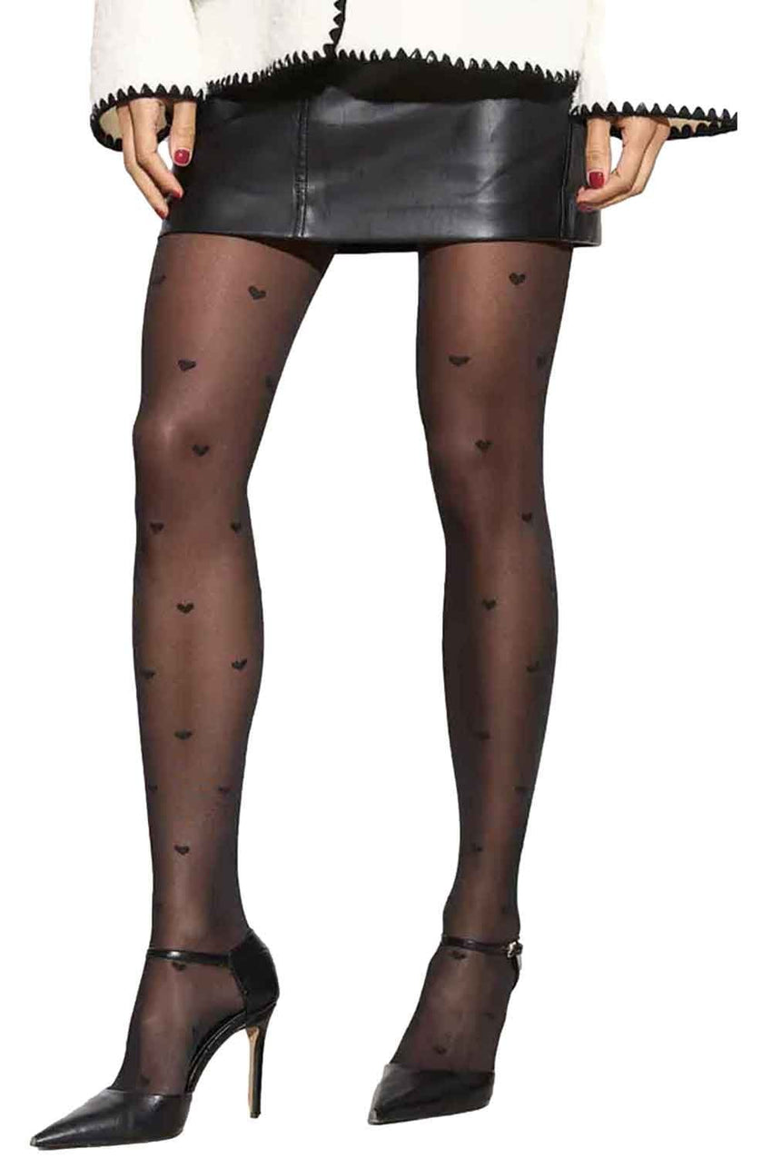 Allana Sheer Black All Over Heart Design Tights – Tights Tights Tights